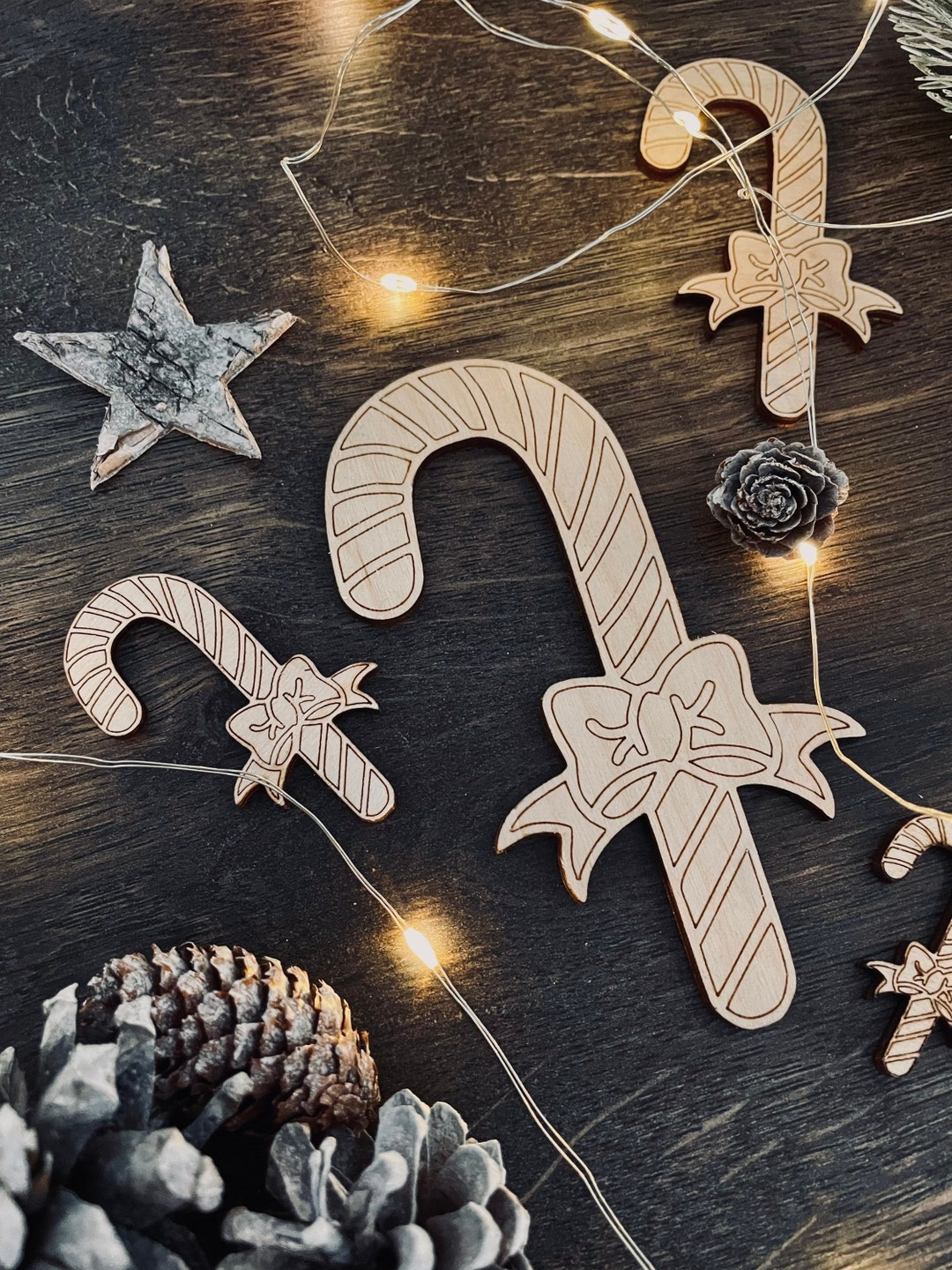 10x Wooden Candy Cane Christmas Shapes | Nordic Christmas Craft Blanks ...