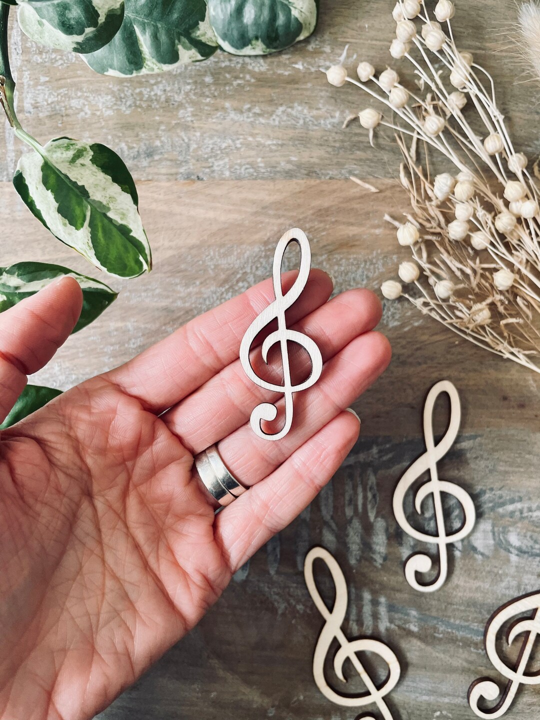 10x Wooden Music Logo / Treble Clef / Music Note Shapes From 40mm Tall ...