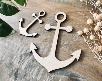10x Wooden Anchor Craft Shapes 3mm Plywood Nautical Ship Pirate Sea ...
