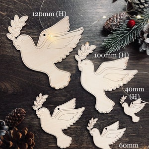 10x Wooden Christmas Dove | Christmas Dove Baubles | Christmas Craft ...