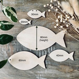 10x Wooden Fish Shapes / Fish Blanks From 40mm Tall | 3mm Thick Laser ...
