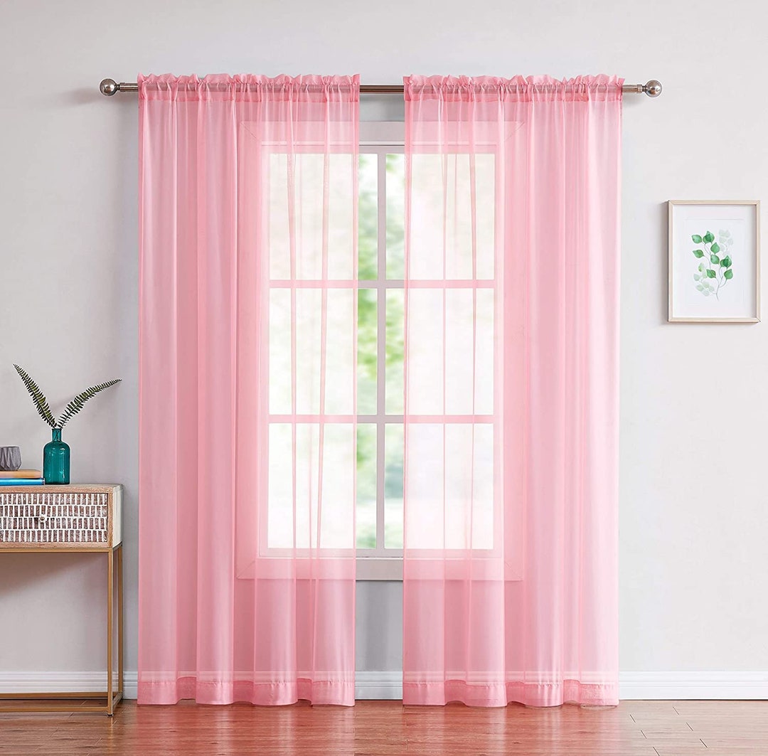 Decosource - 2 Rod Pocket Sheer Curtains Panels (56" W X 96" L - Each ...