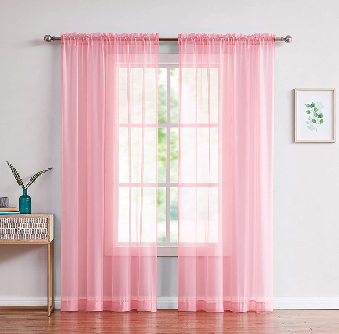 Decosource - 2 Rod Pocket Sheer Curtains Panels (56" W X 108" L - Each ...