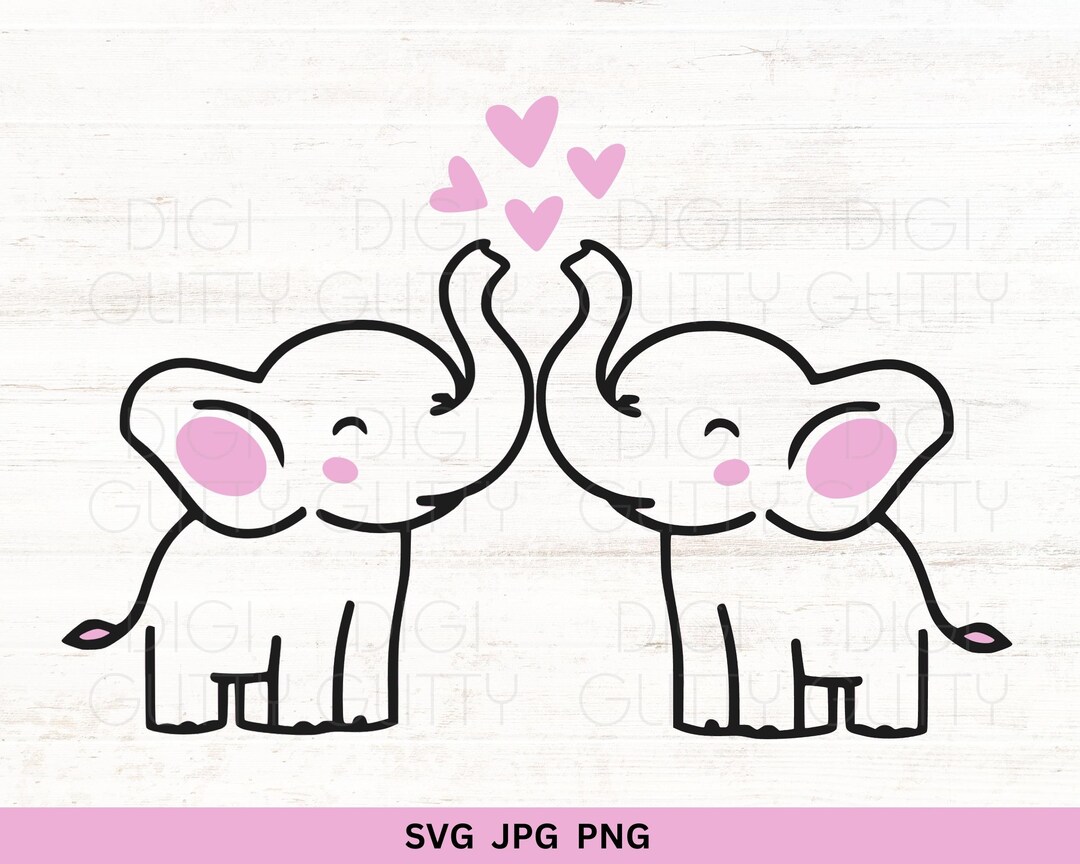 Cute Elephants Blowing Hearts SVG Elephant Cut File for Cricut and ...