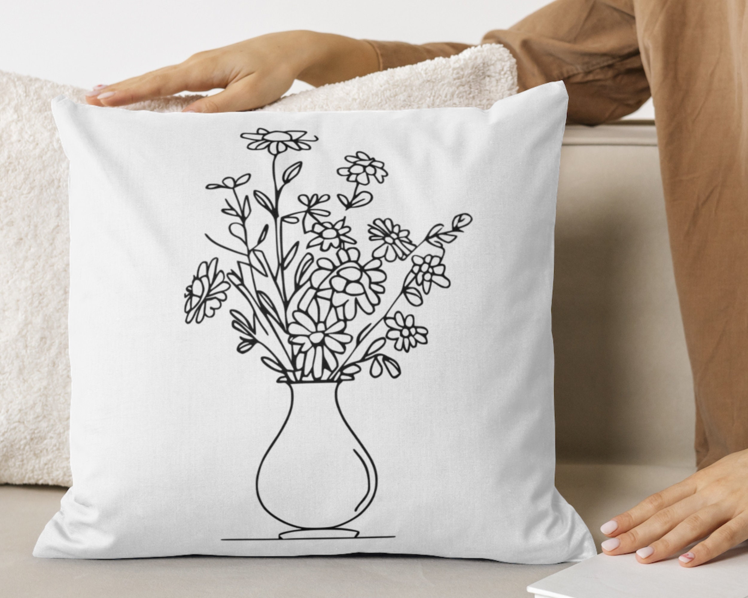 Flower Vase Svg Bundle, 10 Minimalist Designs, Wildflower Bouquets Png ...