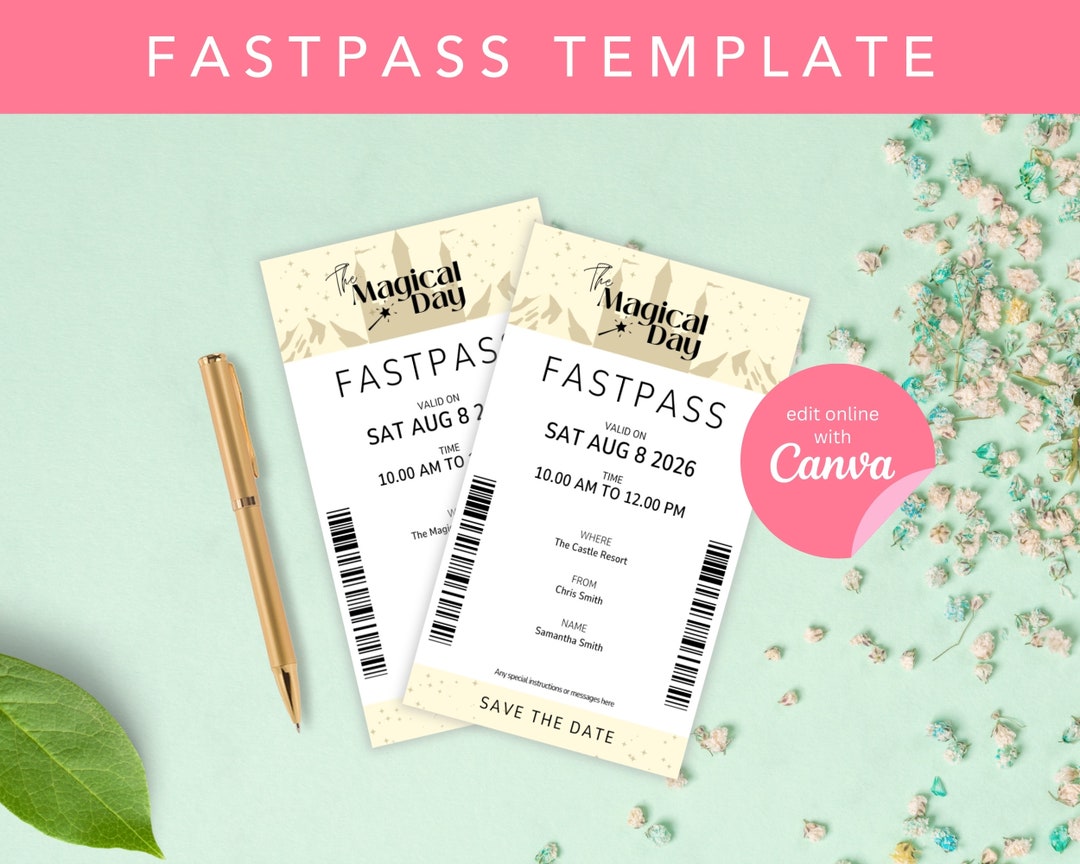 Fastpass Template for Invitations, Events and Special Occasions ...