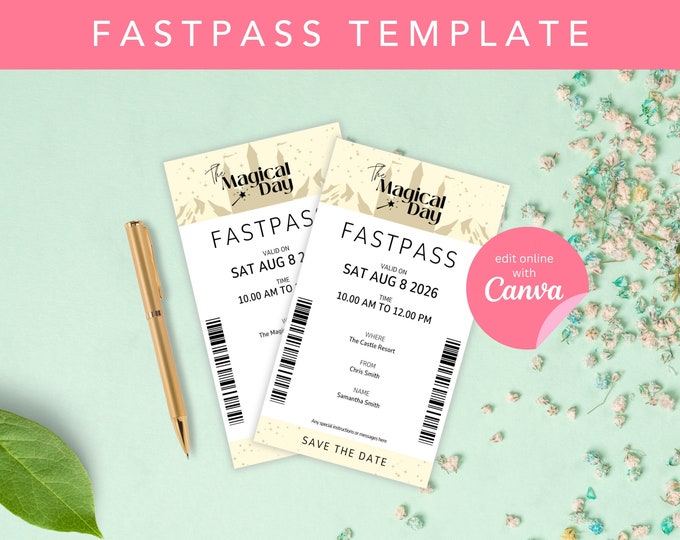Ear Hat Fastpass Invitation and RSVP - Disney Wedding - Etsy