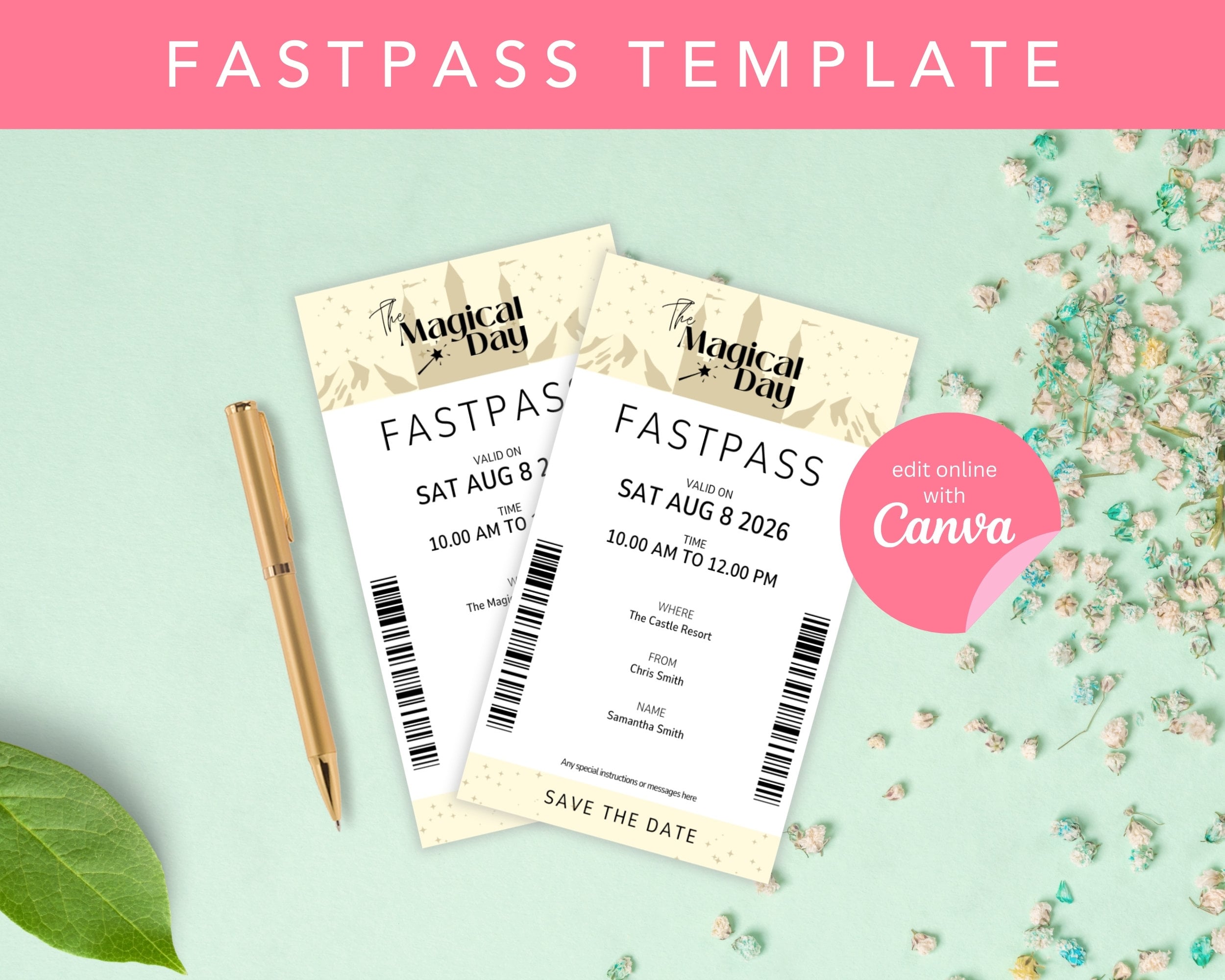 Fastpass Template for Invitations Events and Special - Etsy