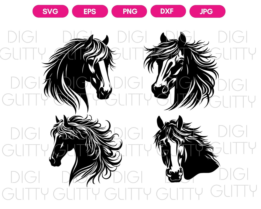 Horse Faces SVG Bundle, Horse Heads Png Pack, Laser Cut, Cricut ...