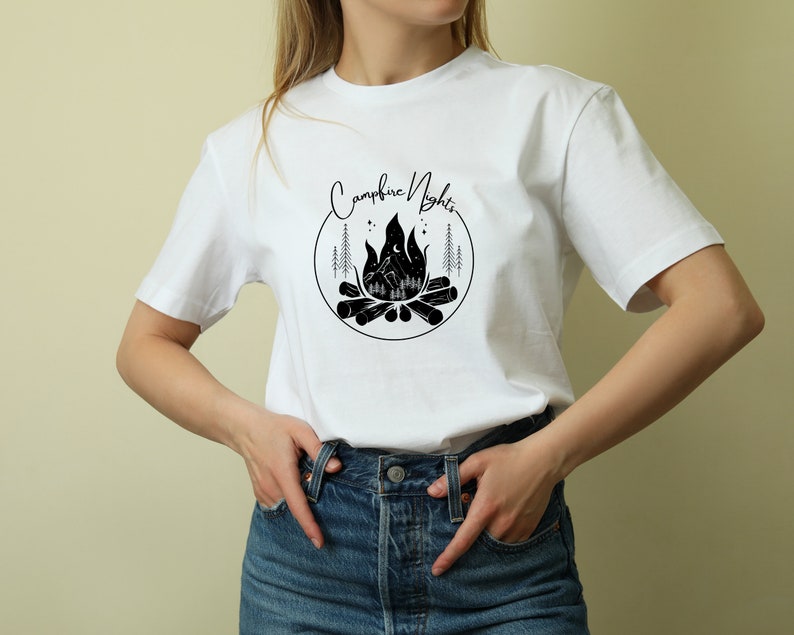 Campfire Nights SVG, Campsite Clipart, Campfire Text, Camping T-shirt ...