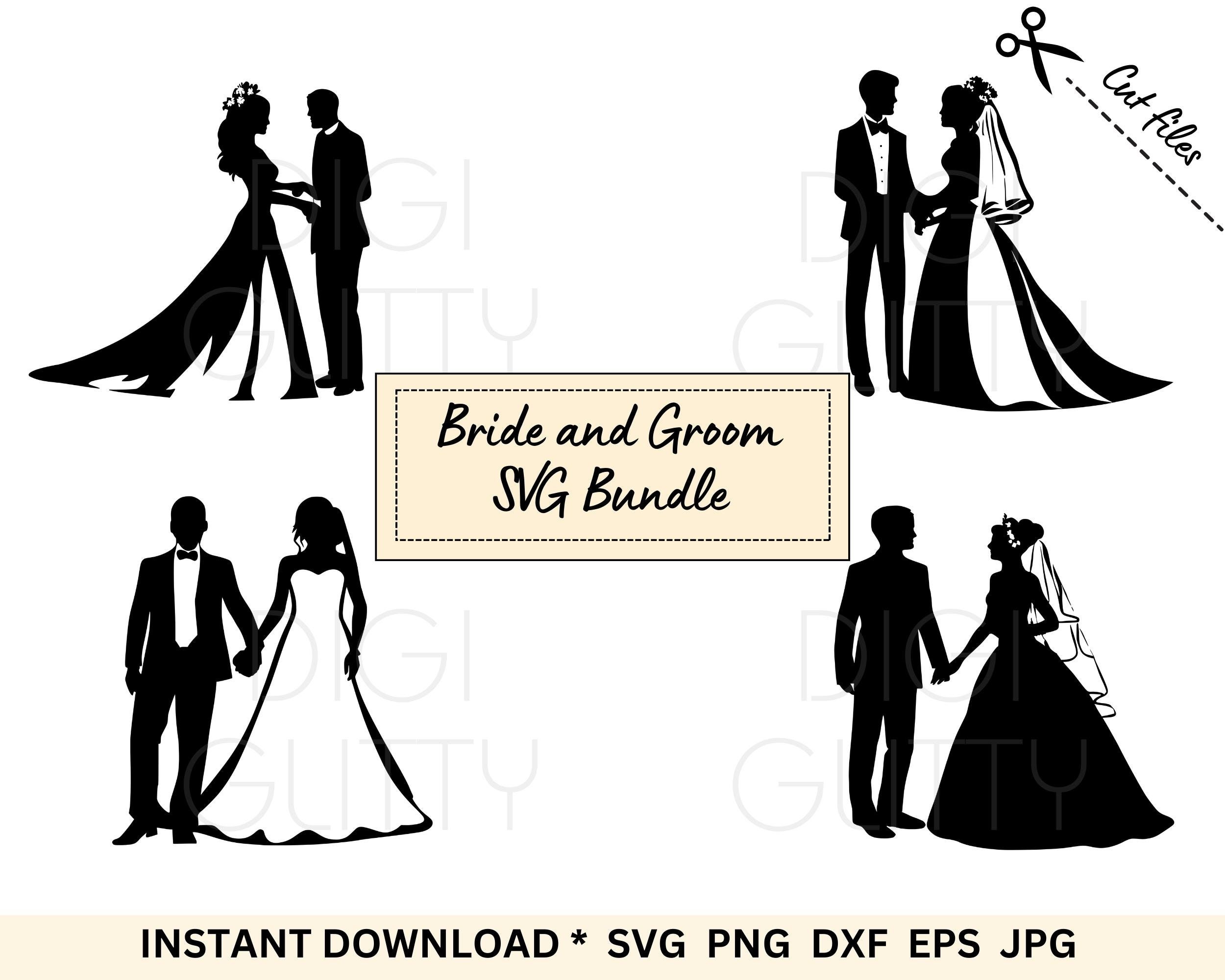 Wedding Svg Bundle Cut File Silhouette of Bride and Groom for - Etsy