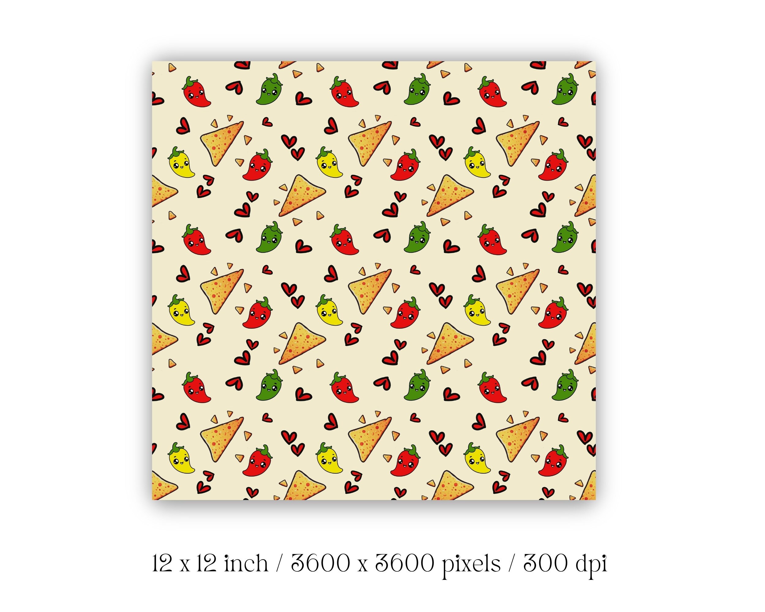 Seamless Nacho Pattern With Hearts Png, Repeat Tex-mex Pattern ...