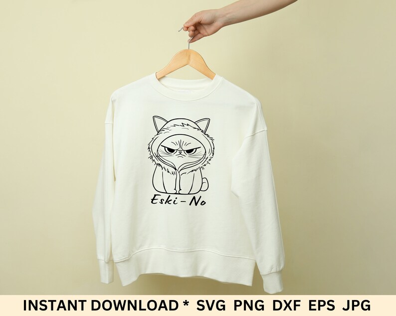 Grumpy Cat Svg Eski-no, Cranky Svg, Cat Clipart, Meme Svg, Gift Ideas ...