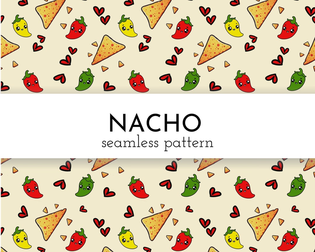 Seamless Nacho Pattern With Hearts Png, Repeat Tex-mex Pattern ...
