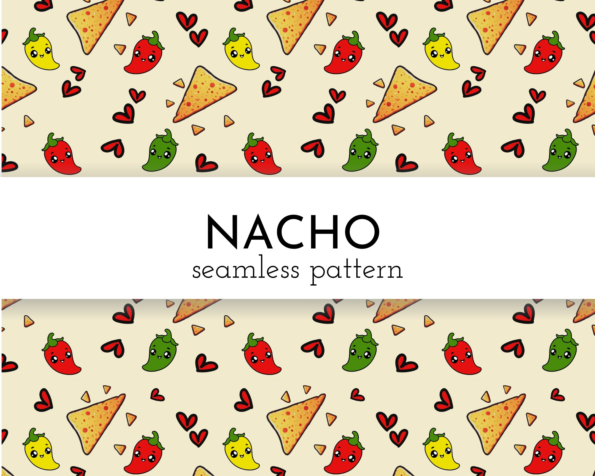 Seamless Nacho Pattern With Hearts Png, Repeat Tex-mex Pattern ...