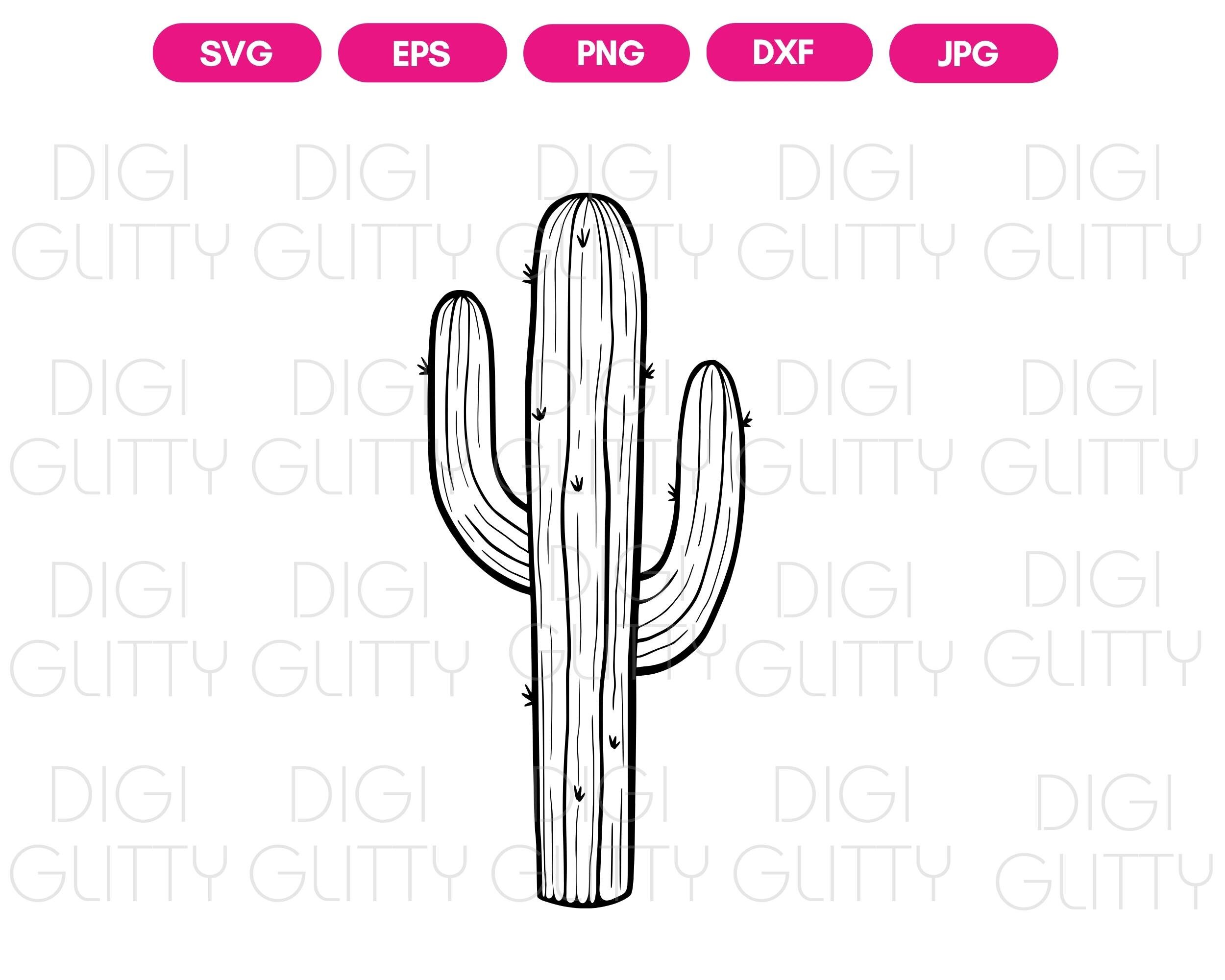 Saguaro Cactus SVG Bundle, Set of 5 Minimalist Line Art Vector Designs ...