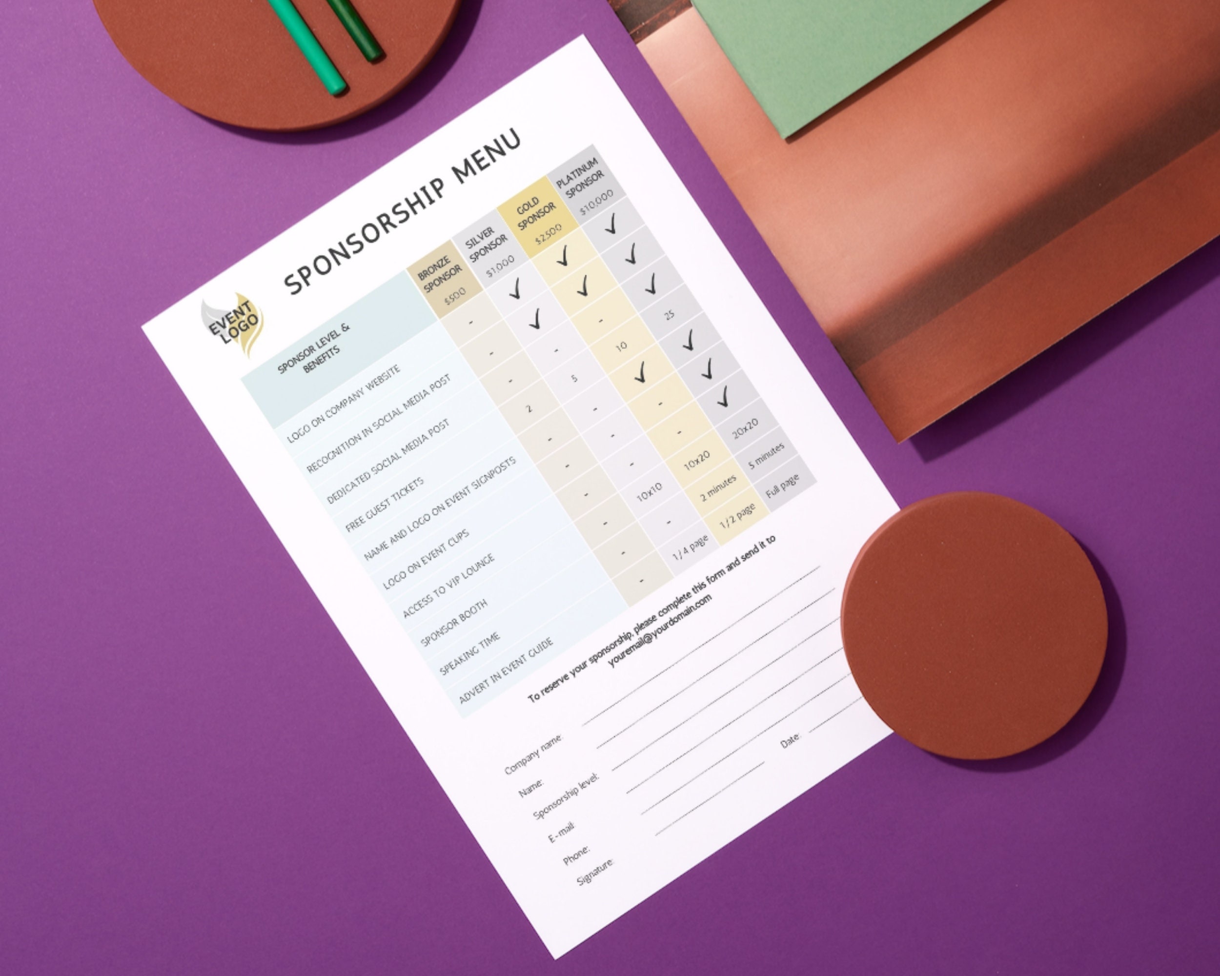Sponsorship Menu Template | Editable Canva Design Fundraiser ...