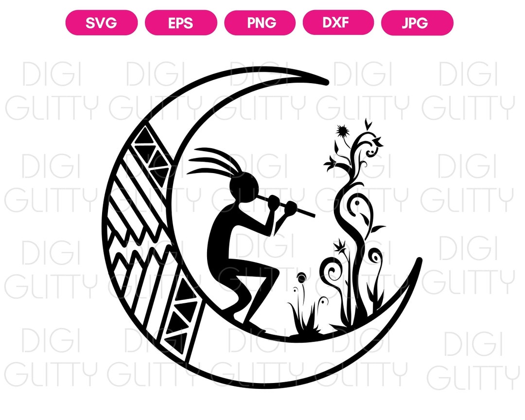 Kokopelli and Tribal Moon SVG, Cut Files for Cricut and Silhouette ...