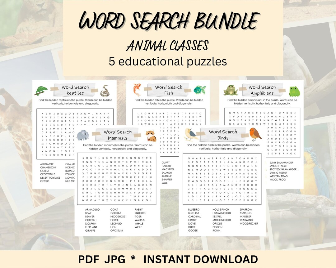 Printable Word Search Puzzle Bundle for Kids, Educational, Biology ...