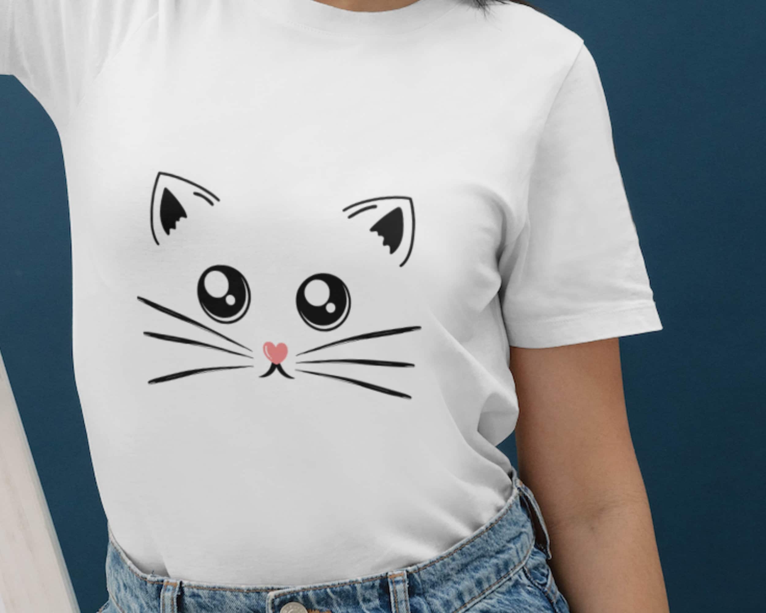 Cat Face Svg, Cut File of Cute Cat With Big Eyes and Whiskers, Instant ...