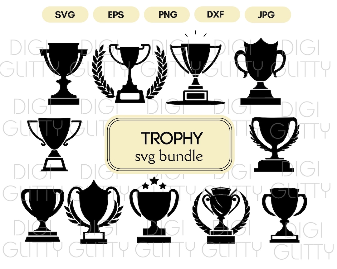 Trophy Cut File Bundle, 11 Svg Designs for Cricut and Silhouette ...