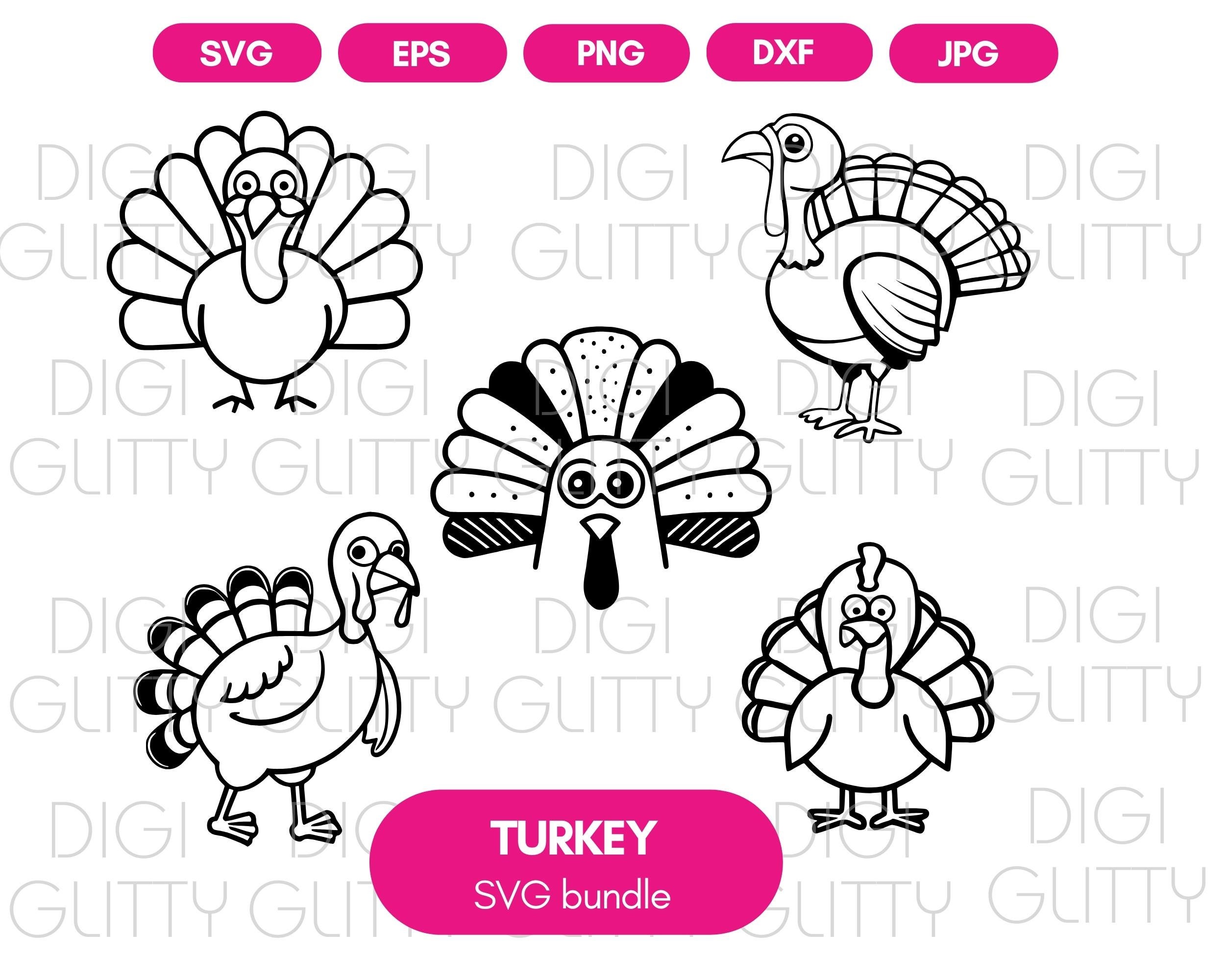 Turkey SVG Bundle for Laser Cutting, Cricut, and Silhouette - Set of 5 ...