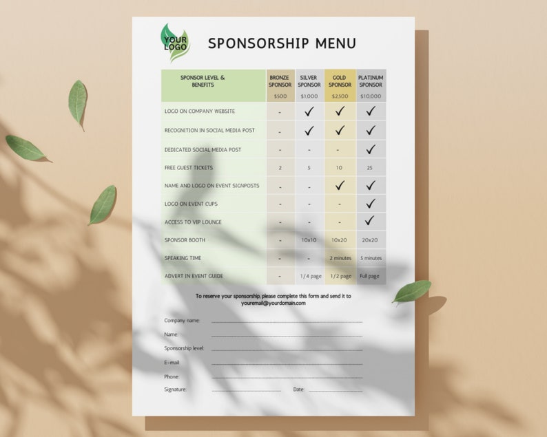 Sponsorship Letter Template for Events | Includes Editable Sponsor Menu ...