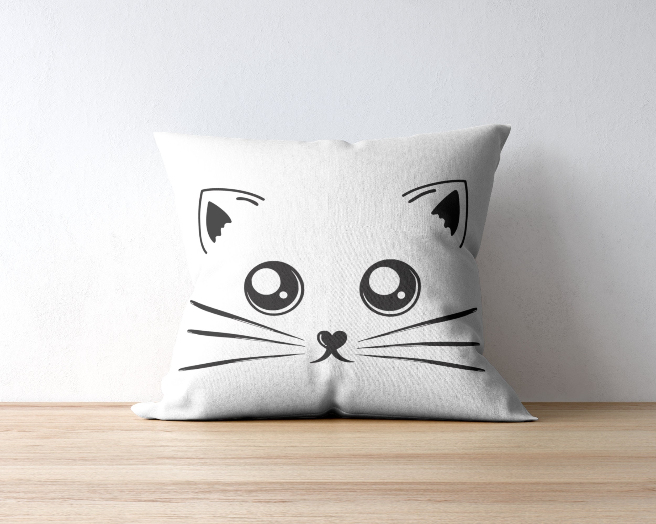 Cat Face Svg, Cut File of Cute Cat With Big Eyes and Whiskers, Instant ...