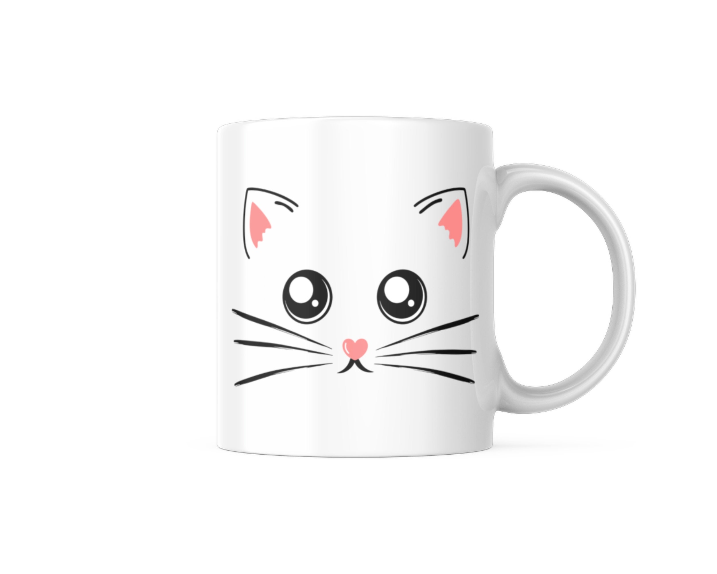 Cat Face Svg, Cut File of Cute Cat With Big Eyes and Whiskers, Instant ...