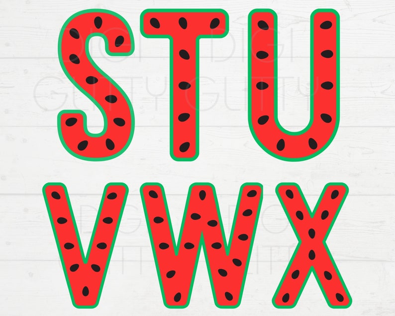 Watermelon Alphabet Svg Bundle Numbers Letters Fruit Font Etsy