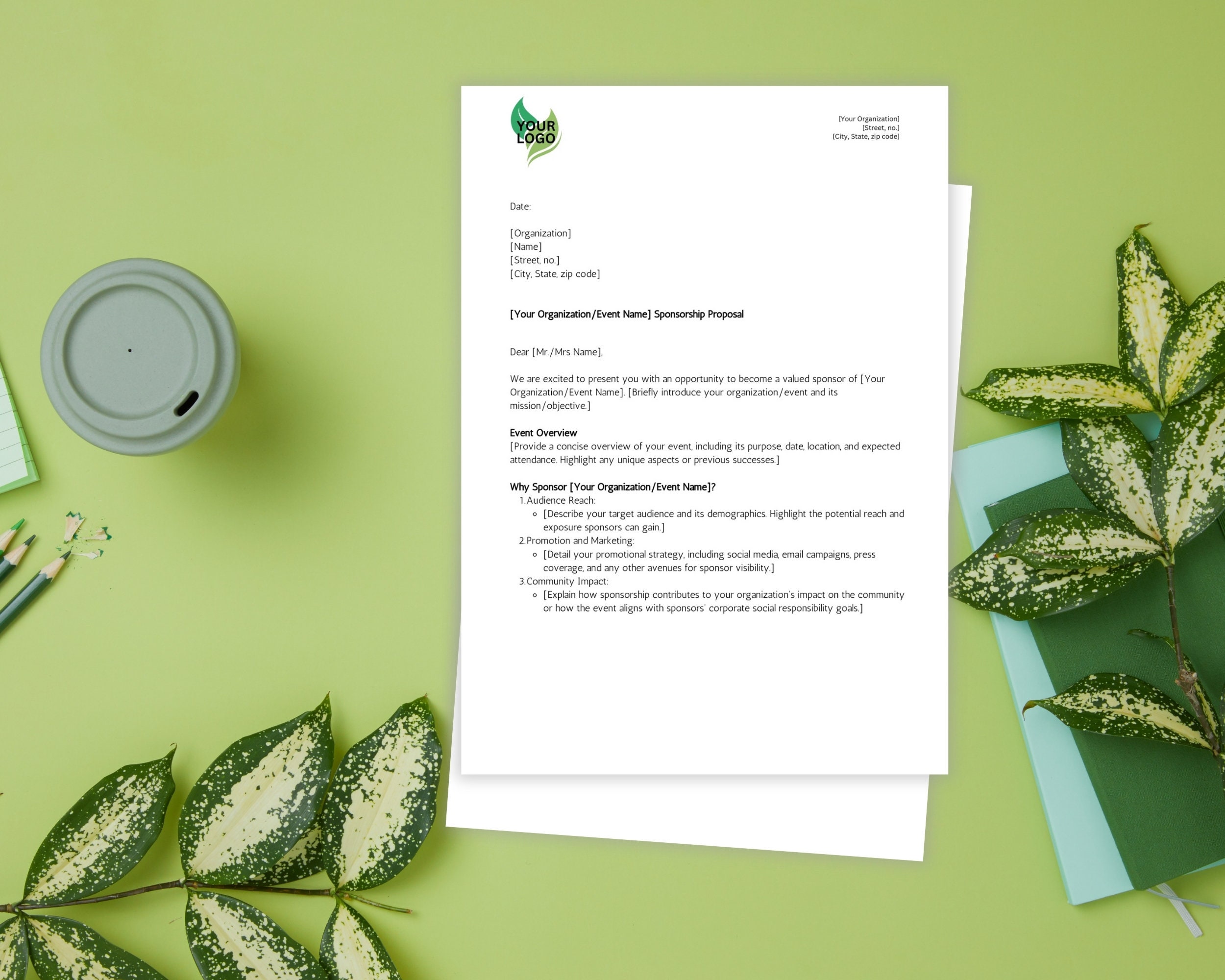 Sponsorship Letter Template for Events | Includes Editable Sponsor Menu ...