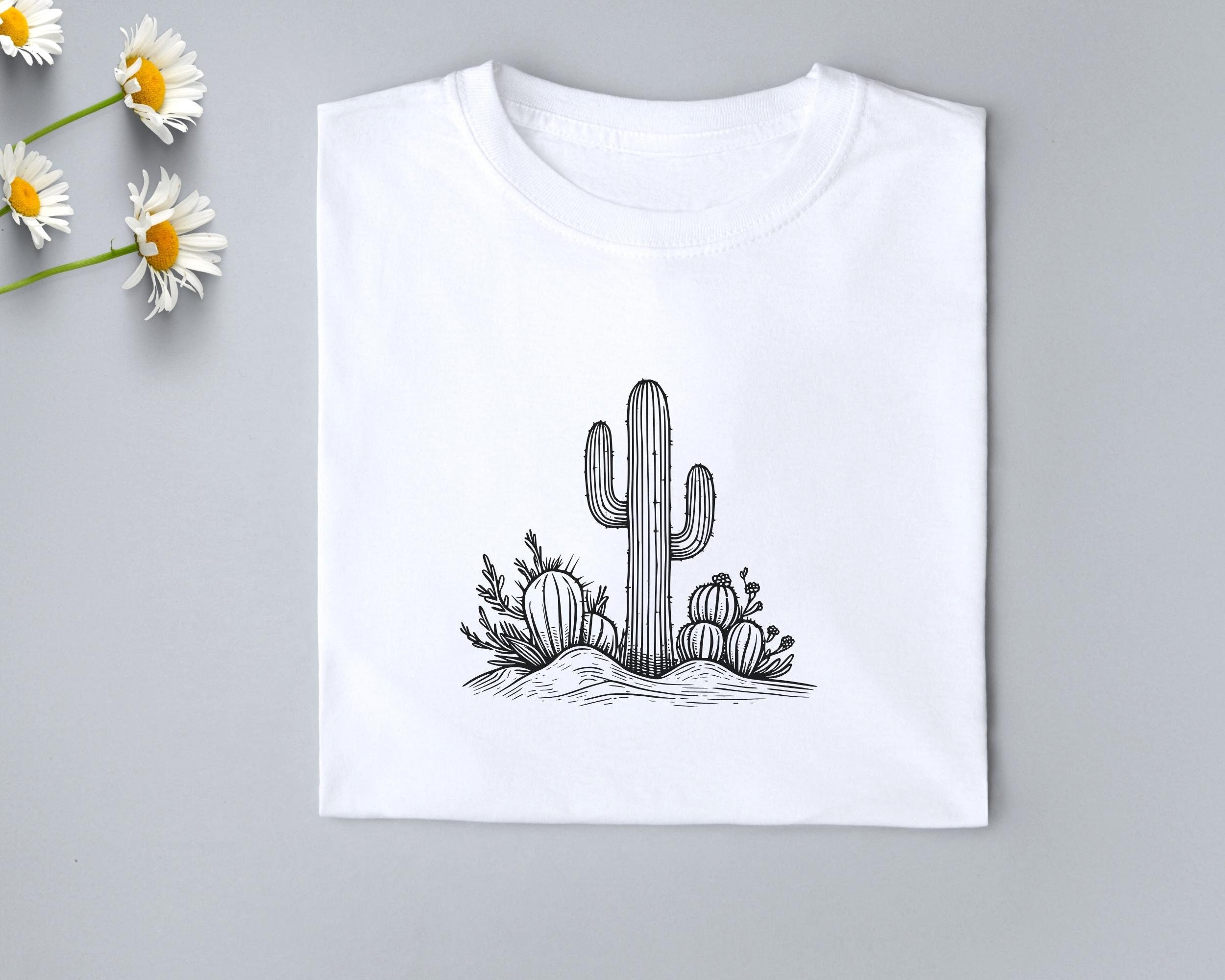 Saguaro Cactus SVG Bundle, Set of 5 Minimalist Line Art Vector Designs ...