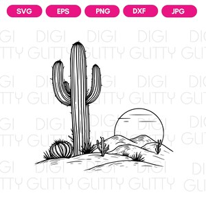 Saguaro Cactus SVG Bundle, Set of 5 Minimalist Line Art Vector Designs ...