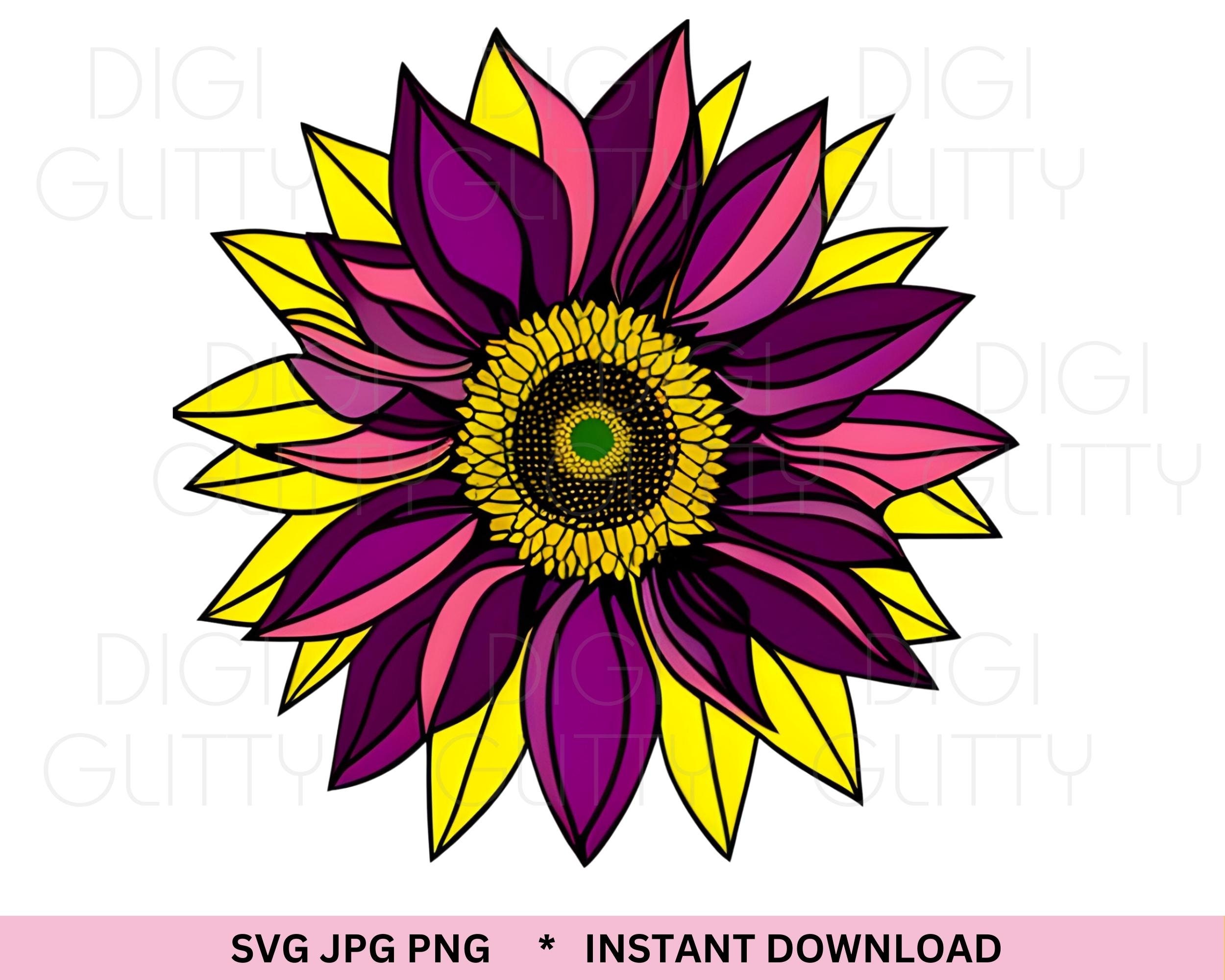 Purple Flower Svg, Floral Clipart, Instant Digital Download of Jpg, Png ...