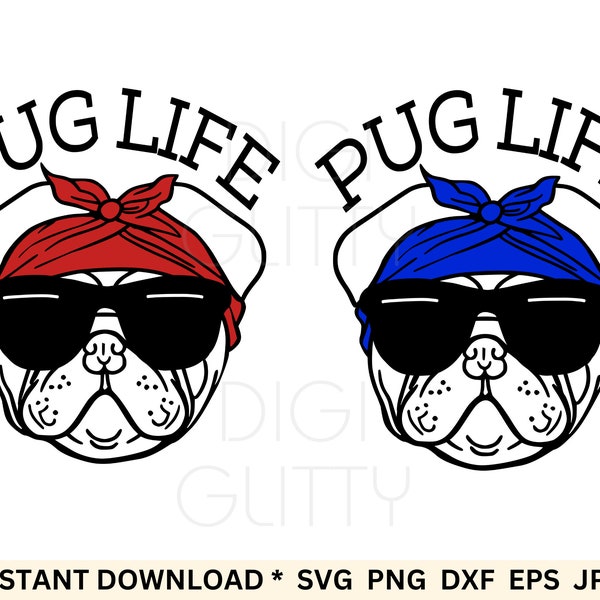 Pug Life Svg - Etsy