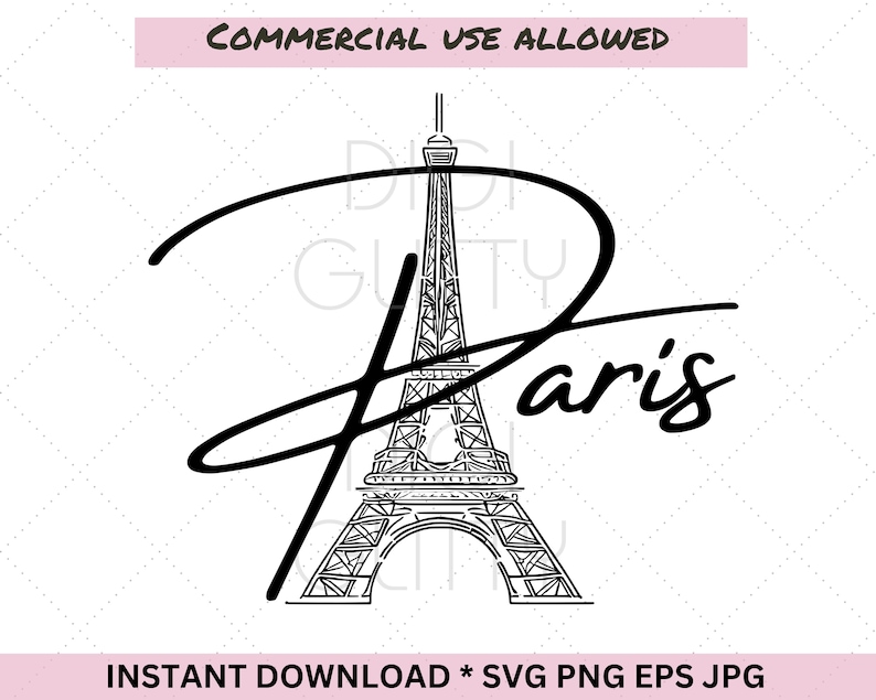 Paris Clipart Svg File for Vinyl Transfer, Cricut, Sublimation ...