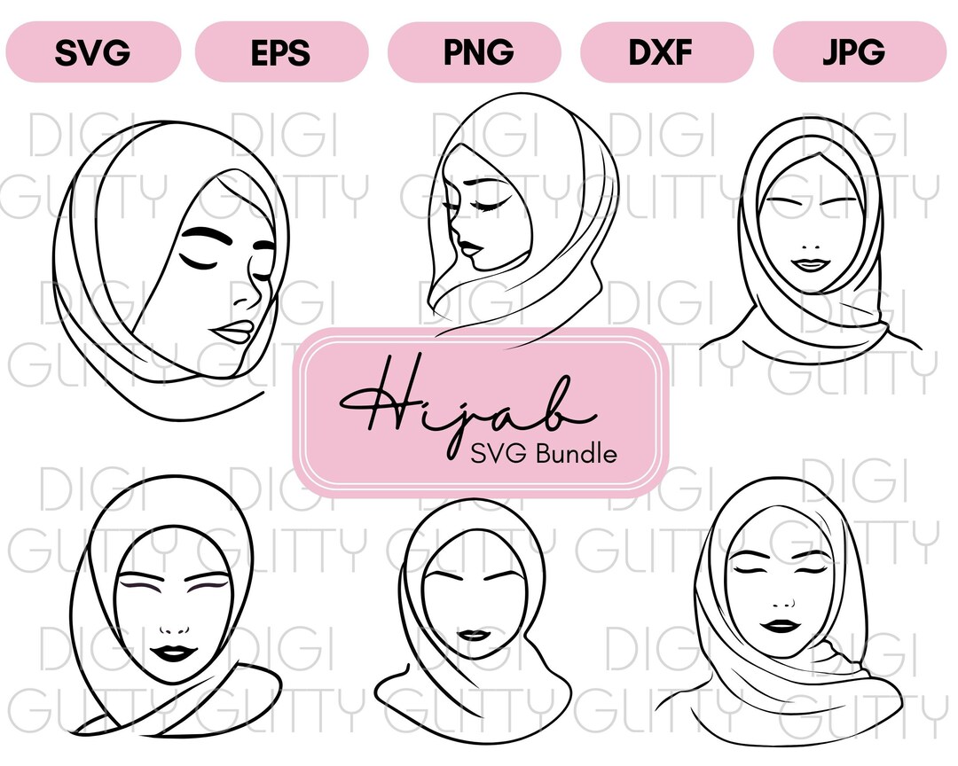 Hijab SVG Bundle, Empowering Women's Hijab Designs, Headscarf Png ...