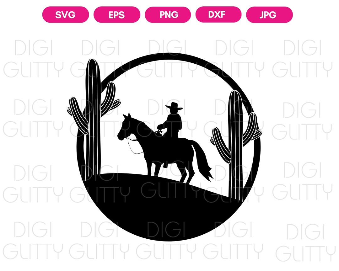Cowboy Outlines SVG, Wild West Design for Laser Cutting, Cricut ...