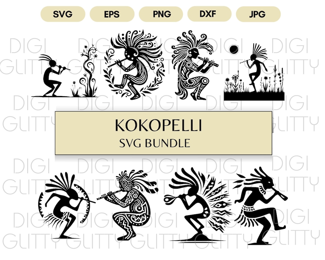 Kokopelli SVG Bundle Set of 8 Native American Inspired Designs for ...