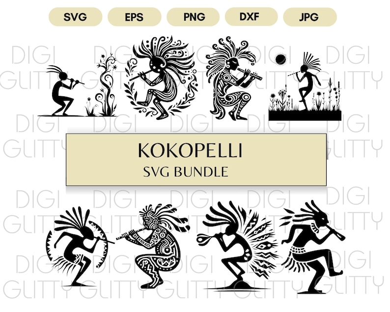 Kokopelli SVG Bundle - Set of 8 Native American Inspired Designs for ...