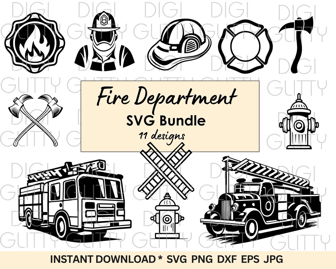 Fire Department SVG Bundle, 11 Cut Files Cricut and Silhouette ...