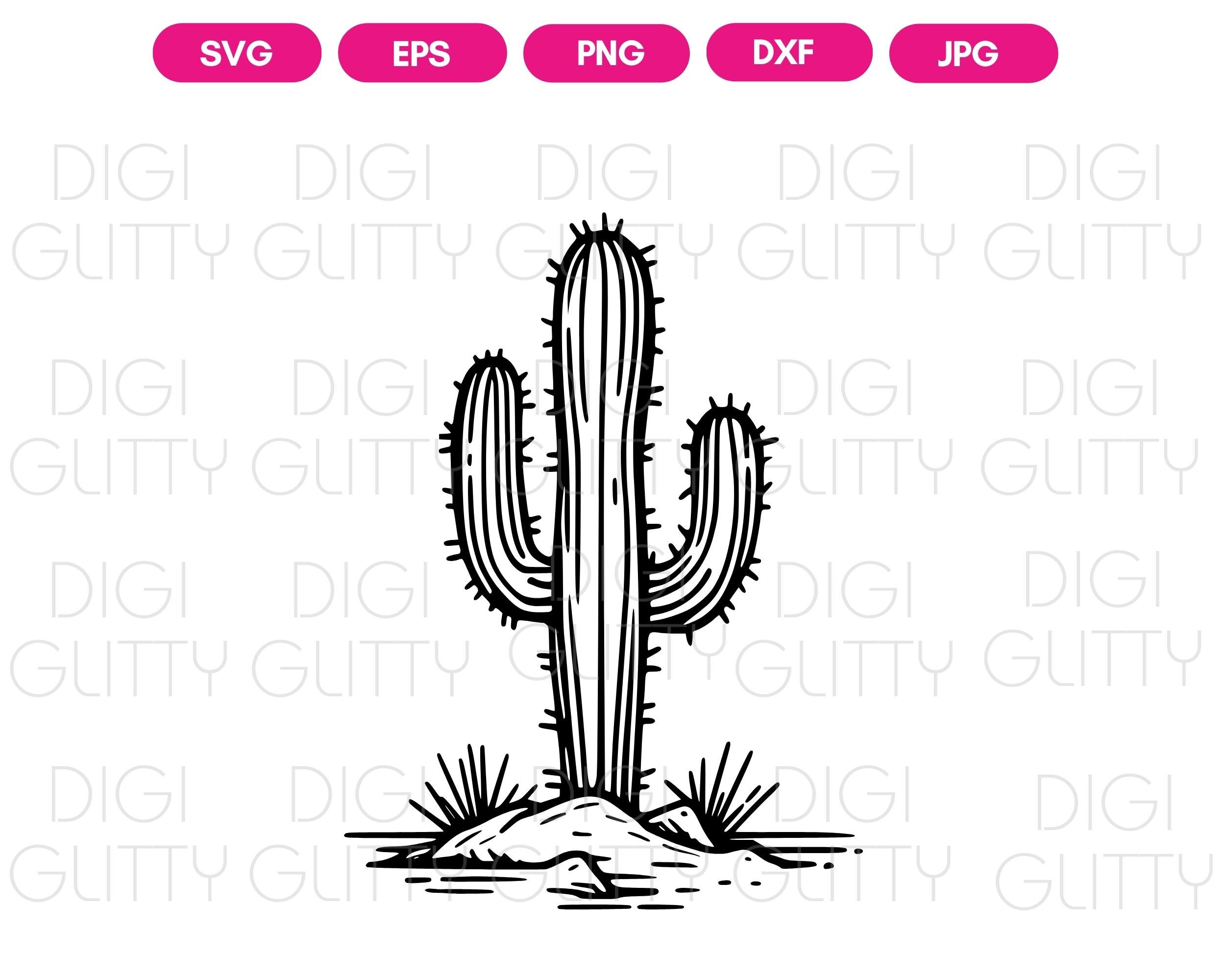 Saguaro Cactus SVG Bundle, Set of 5 Minimalist Line Art Vector Designs ...