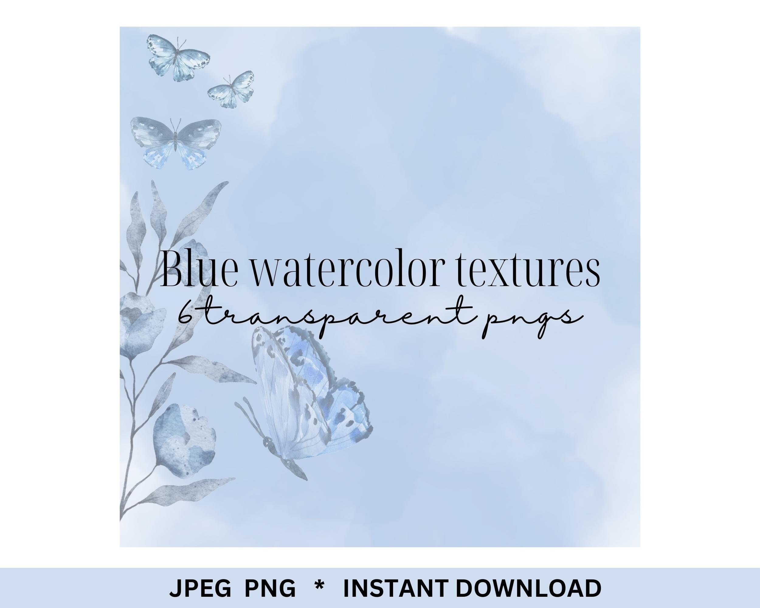 Blue Watercolor Texture Digital Paper Bundle of 6, Digital Paper Pack ...