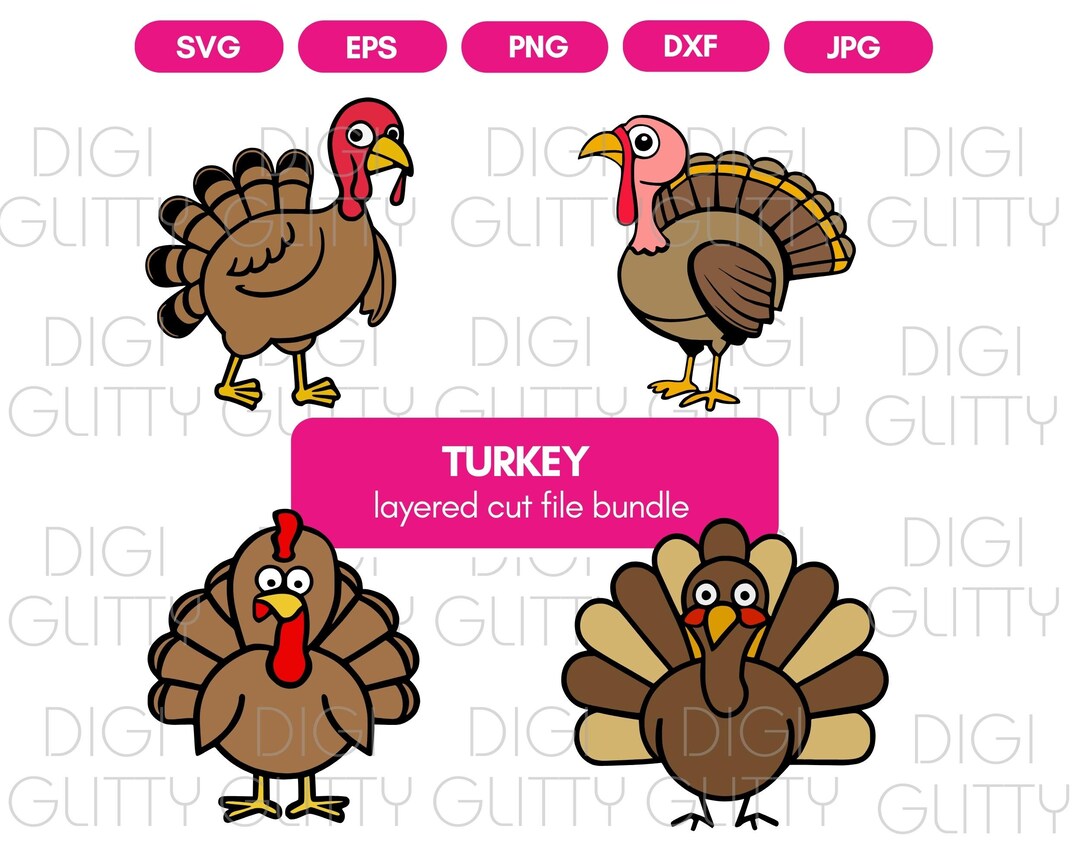 Turkey SVG Bundle, 4 Layered Cut Files for Laser Cutting, Cricut ...