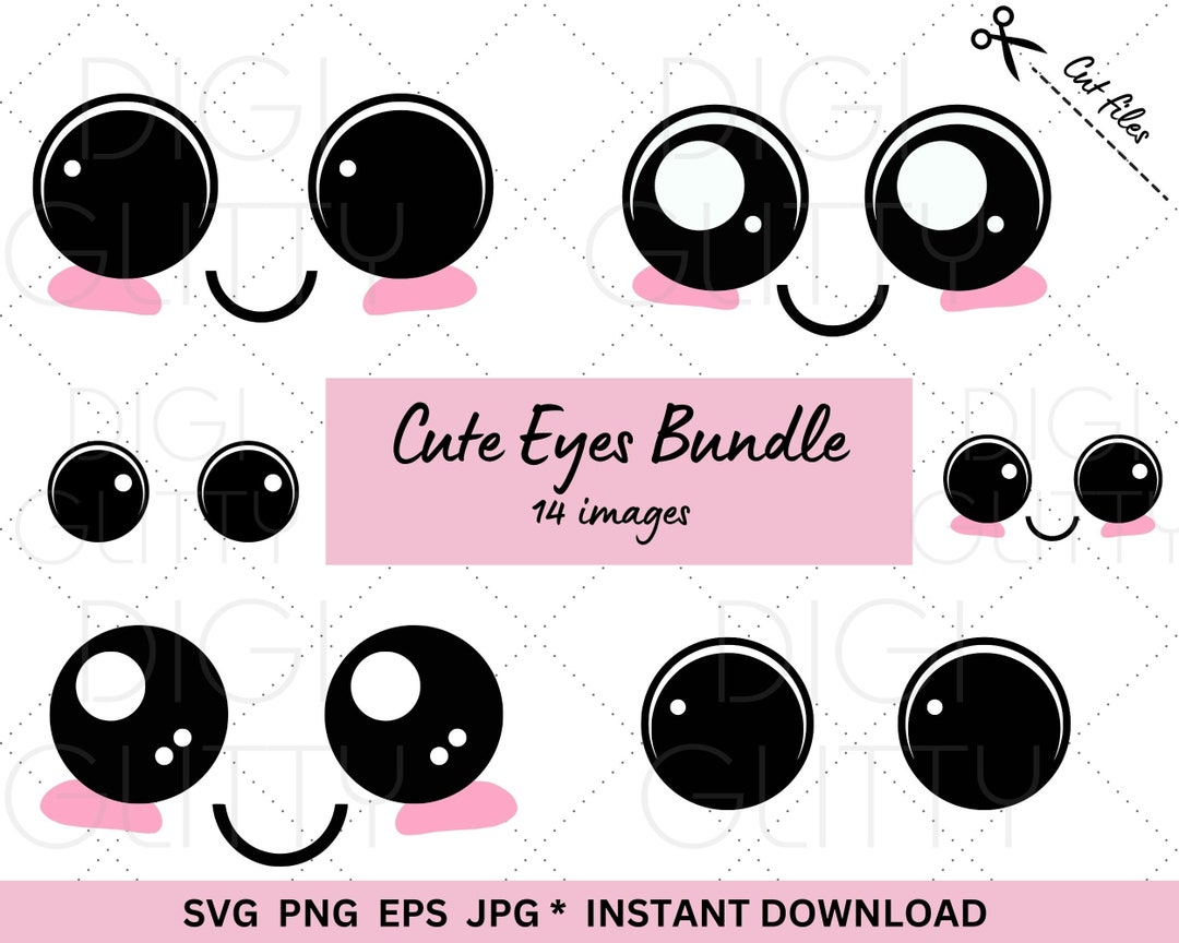 Eyes Svg Bundle, 12 Cute Cartoon Eye Png, Kawaii Googly Eyes Clipart ...