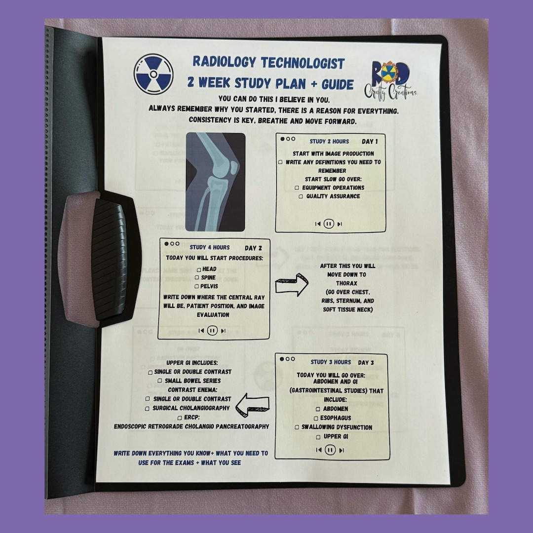 Radiology Technologist 2 Week Study Plan + Guide - X-ray Tech Study ...