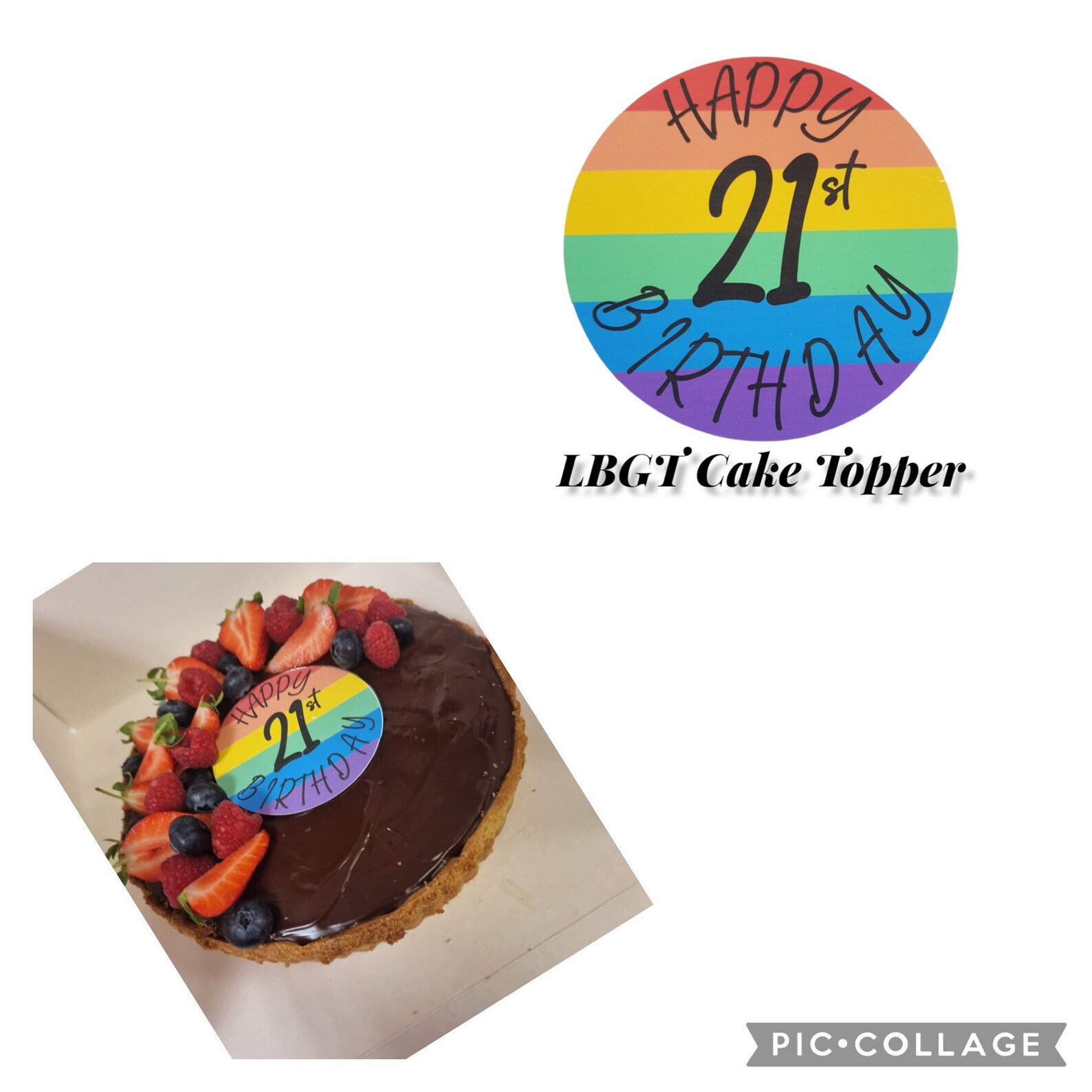 LGBT Birthday Cake Topper, Rainbow Pride Theme Cake Topper, Acrylic ...
