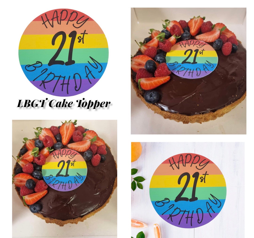 LGBT Birthday Cake Topper, Rainbow Pride Theme Cake Topper, Acrylic ...