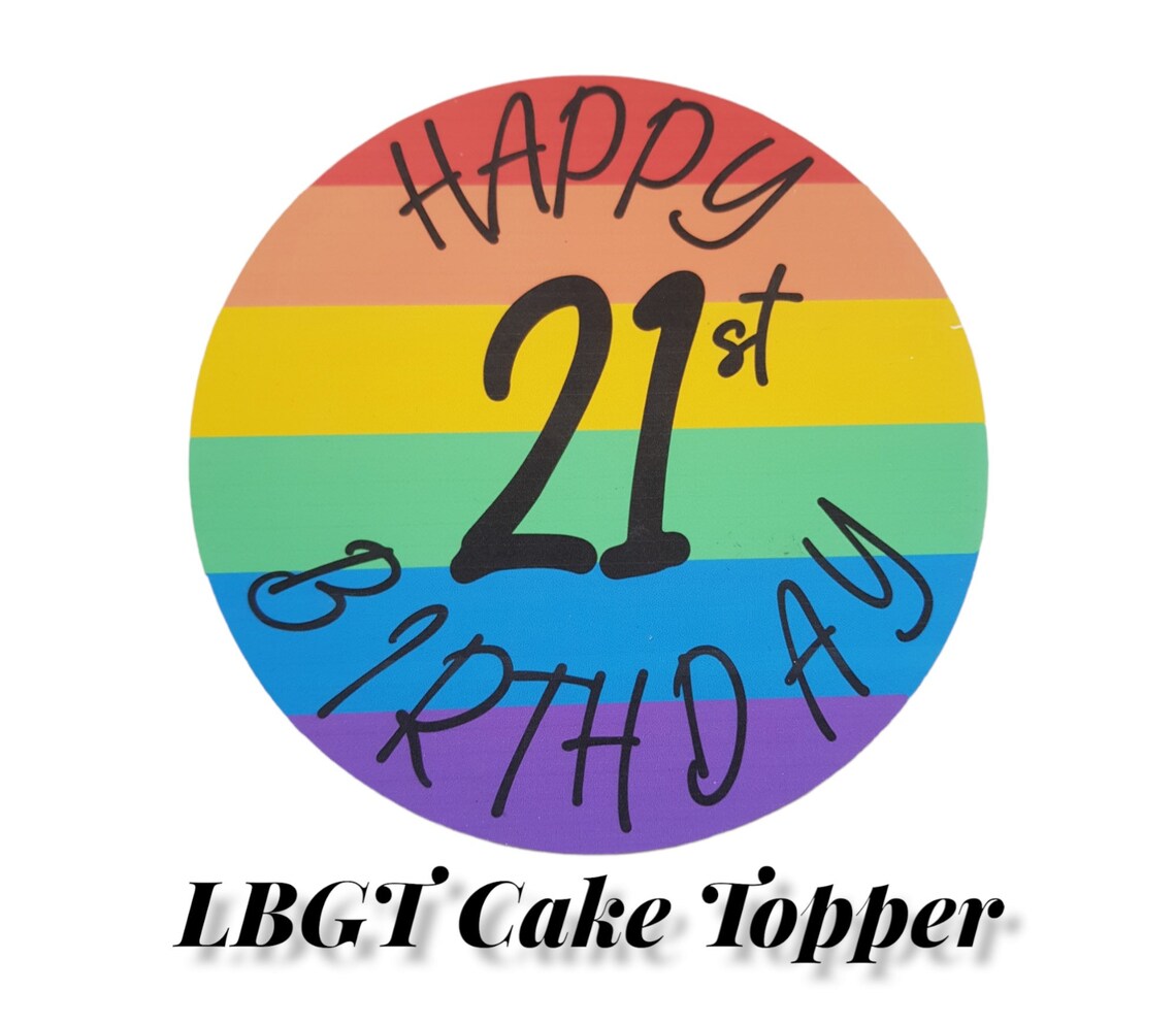 LGBT Birthday Cake Topper, Rainbow Pride Theme Cake Topper, Acrylic ...