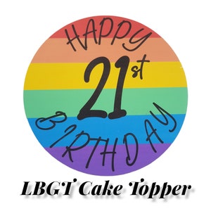 LGBT Birthday Cake Topper, Rainbow Pride Theme Cake Topper, Acrylic ...